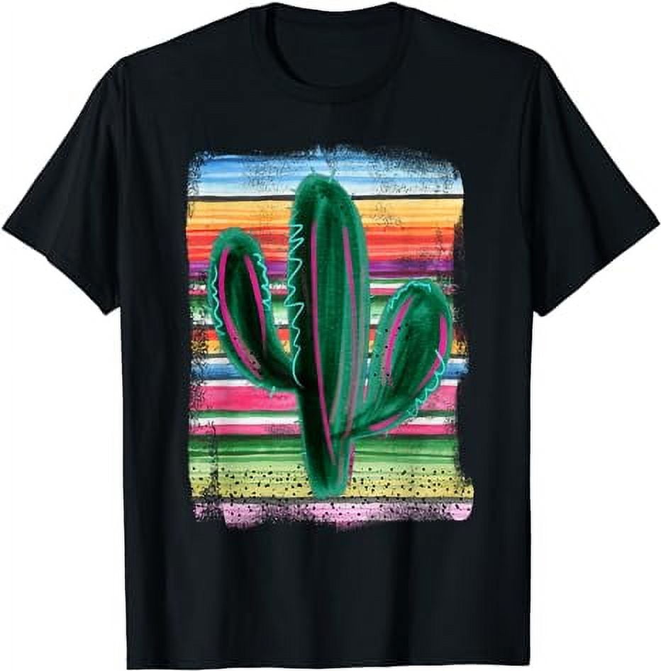 Funny Cactus Serape Cactus print Turquoise T-Shirt - Walmart.com