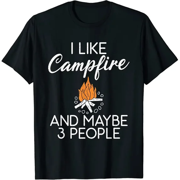 Funny Campfire Introvert Quote Men Women Camping Gift Casual Graphic T ...