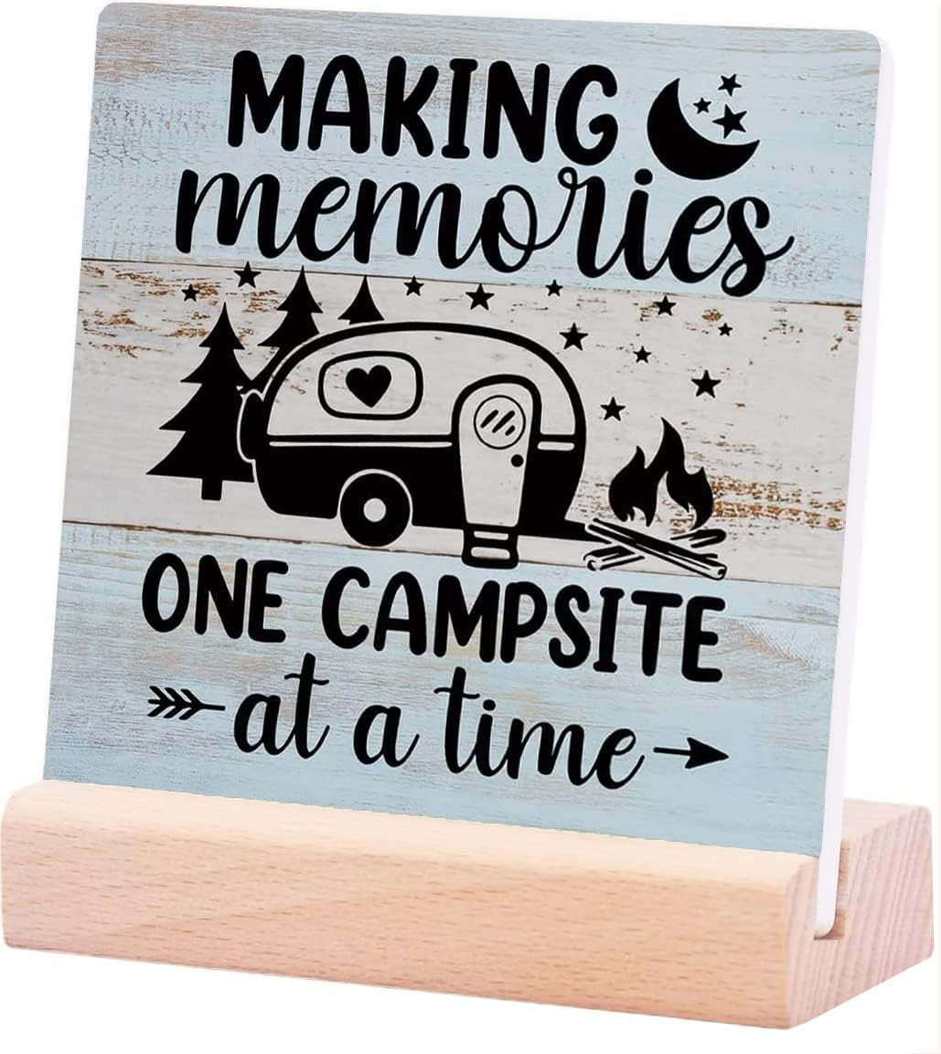 Funny Camping Desk Decor Ceramic Table Sign Plaque Camping Camper ...
