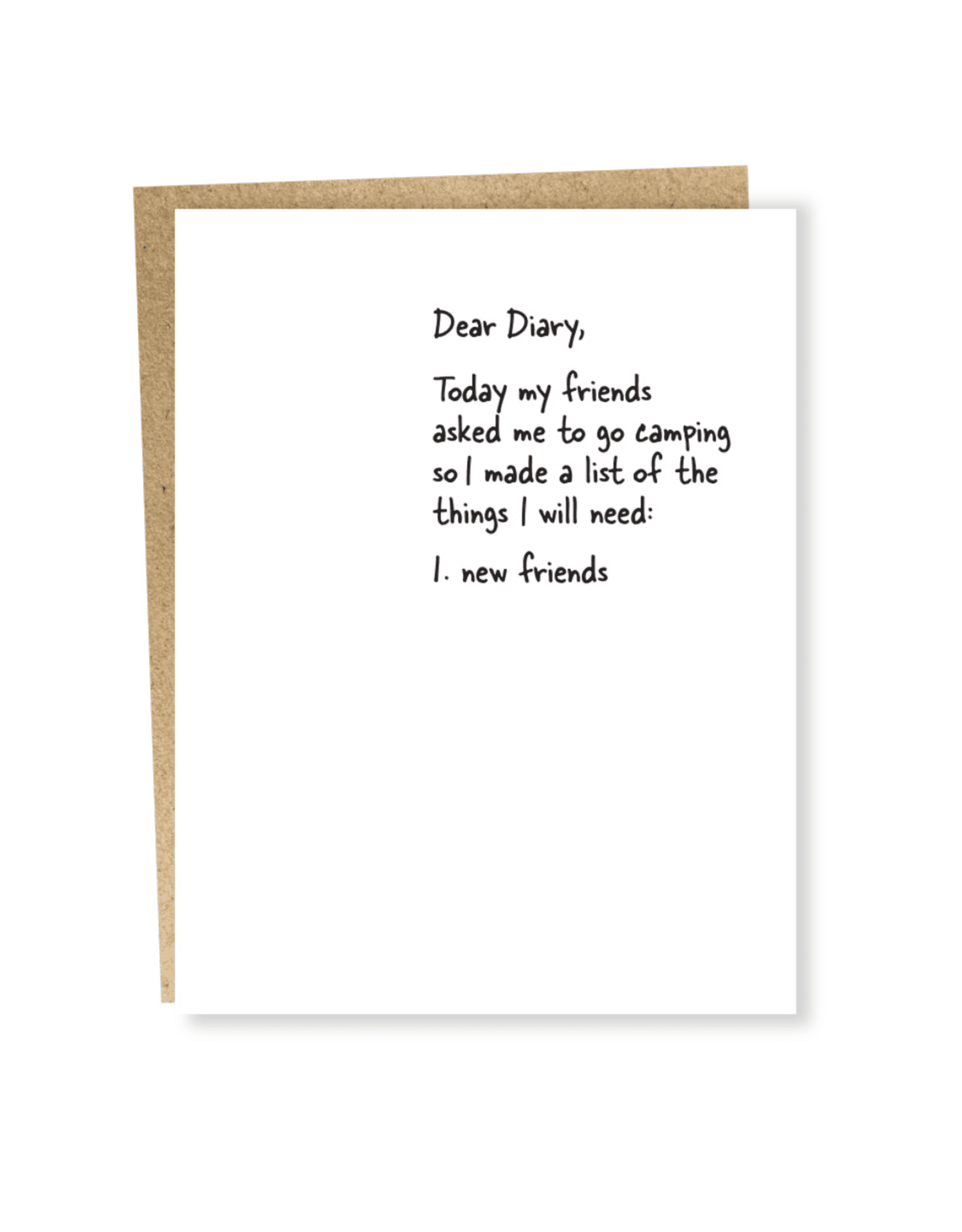 Funny Camping Diary Card – “Dear Diary” Camping List Note – Blank ...