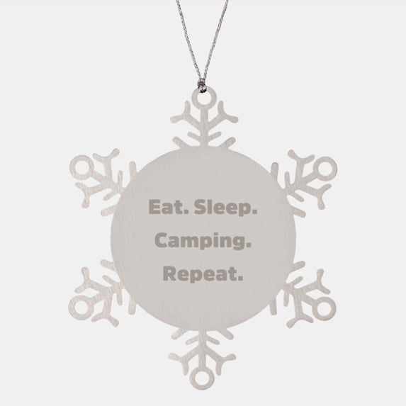 Funny Camping Gifts from Family for Men - Snowflake Ornament Eat. Sleep ...