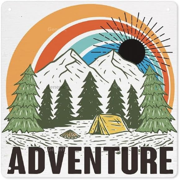 Funny Camping Sign Rustic Colorful Adventure Sign Home RV Camper Decor ...