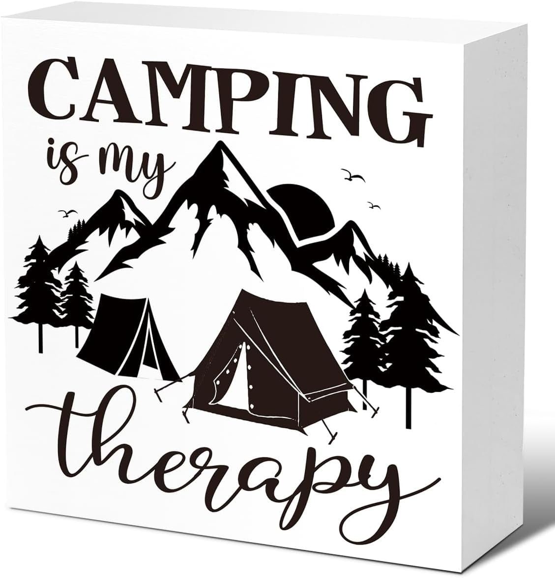Funny Camping Wooden Plaque Signs Desk Decor,Camping Is My Therapy ...