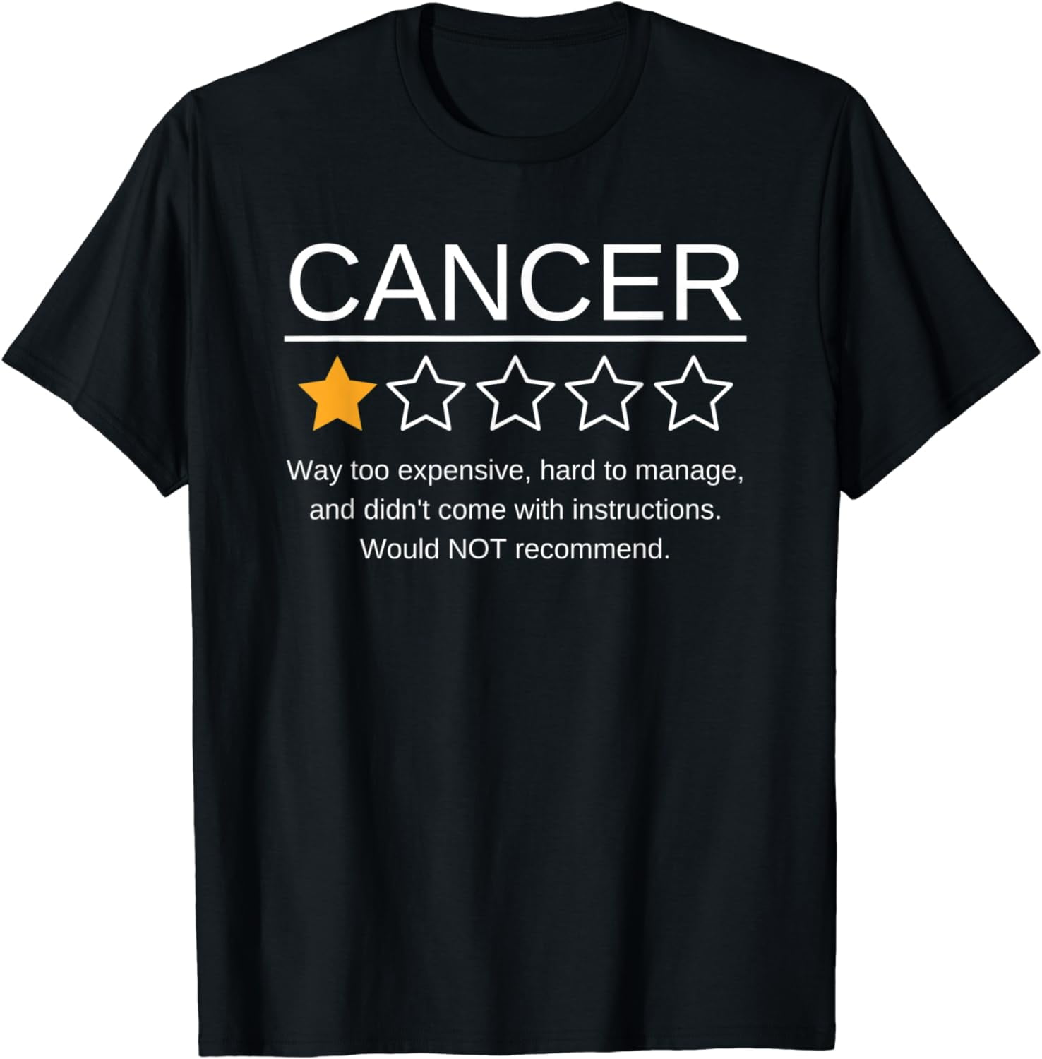 Funny Cancer Awareness One Star Rating Esophageal Ovarian T-Shirt ...