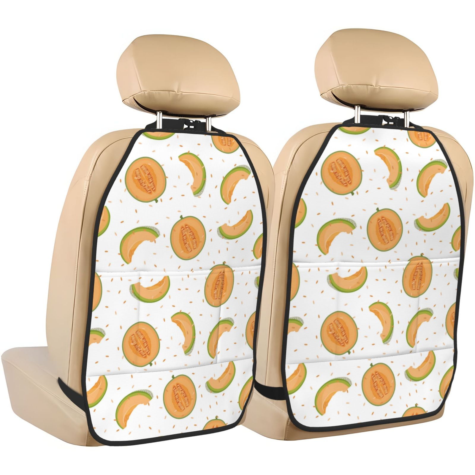 Funny Cantaloupe Fragrant Backseat Car Organizer, 2 Pack Kick Mats Back ...