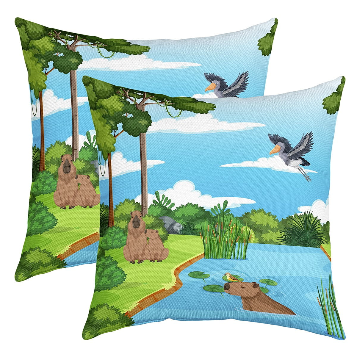 Funny Capybara Pillow Covers 24x24 Inch Set of 2,Cute Cartoon Capybara ...