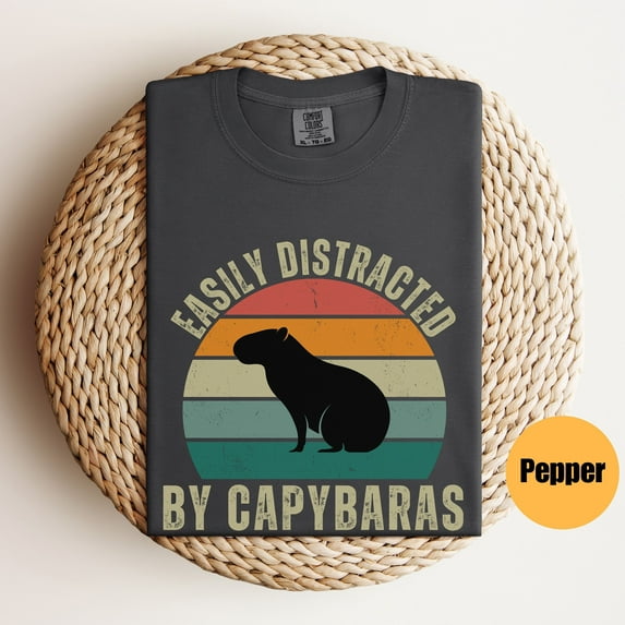 Funny Capybara Shirt Easily Distracted By Capybaras Shirt Animal Lover ...