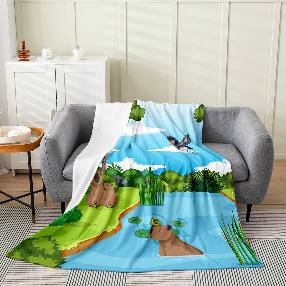Funny Capybara Throw Blanket,Cute Cartoon Capybara Blanket Throw 50x60 ...