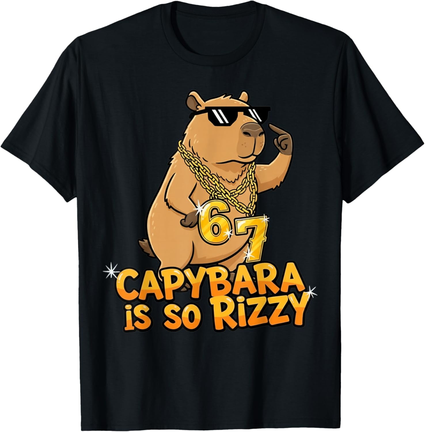 Funny Capybara is So Rizzy Meme 67 T-Shirt Tops Tee - Walmart.com