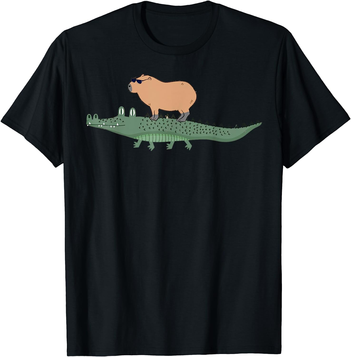 Funny Capybara riding on a crocodile T-Shirt - Walmart.com