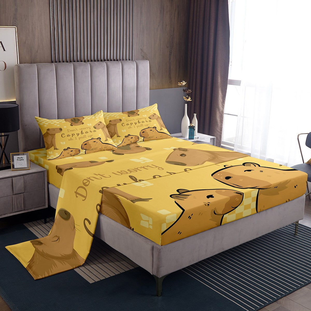 Funny Capybaras Bed Sheets Set Twin Cute Capybara Sheet Set Gifts for ...