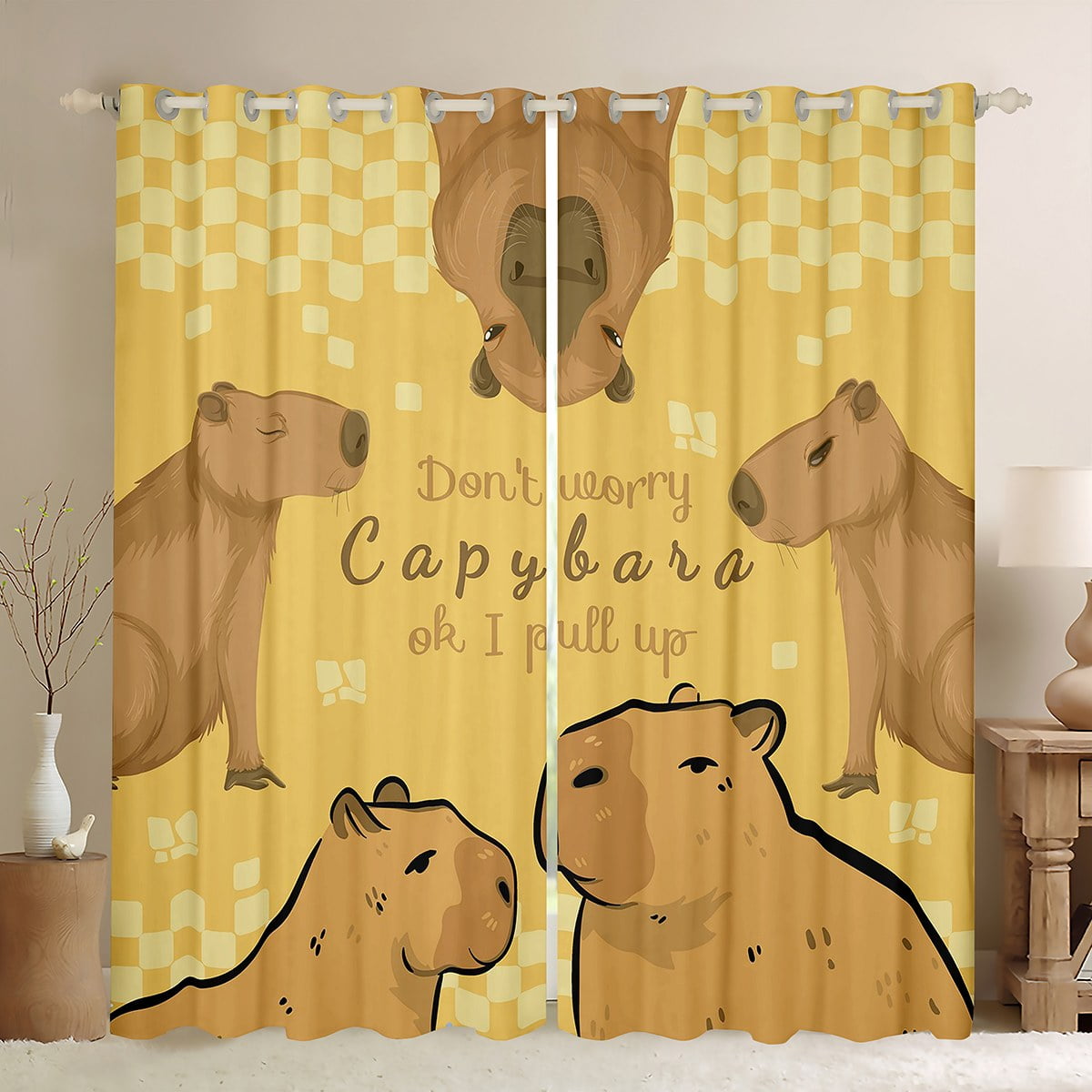 Funny Capybaras Curtains Cute Capybara Window Curtains Gifts for ...