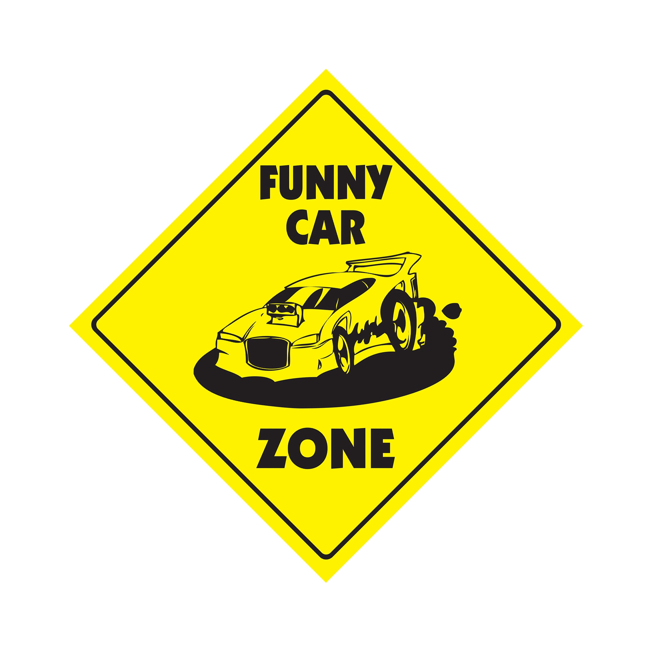 Funny Car Crossing Sign Zone Xing | Indoor/Outdoor | 12" Tall drag stip ...