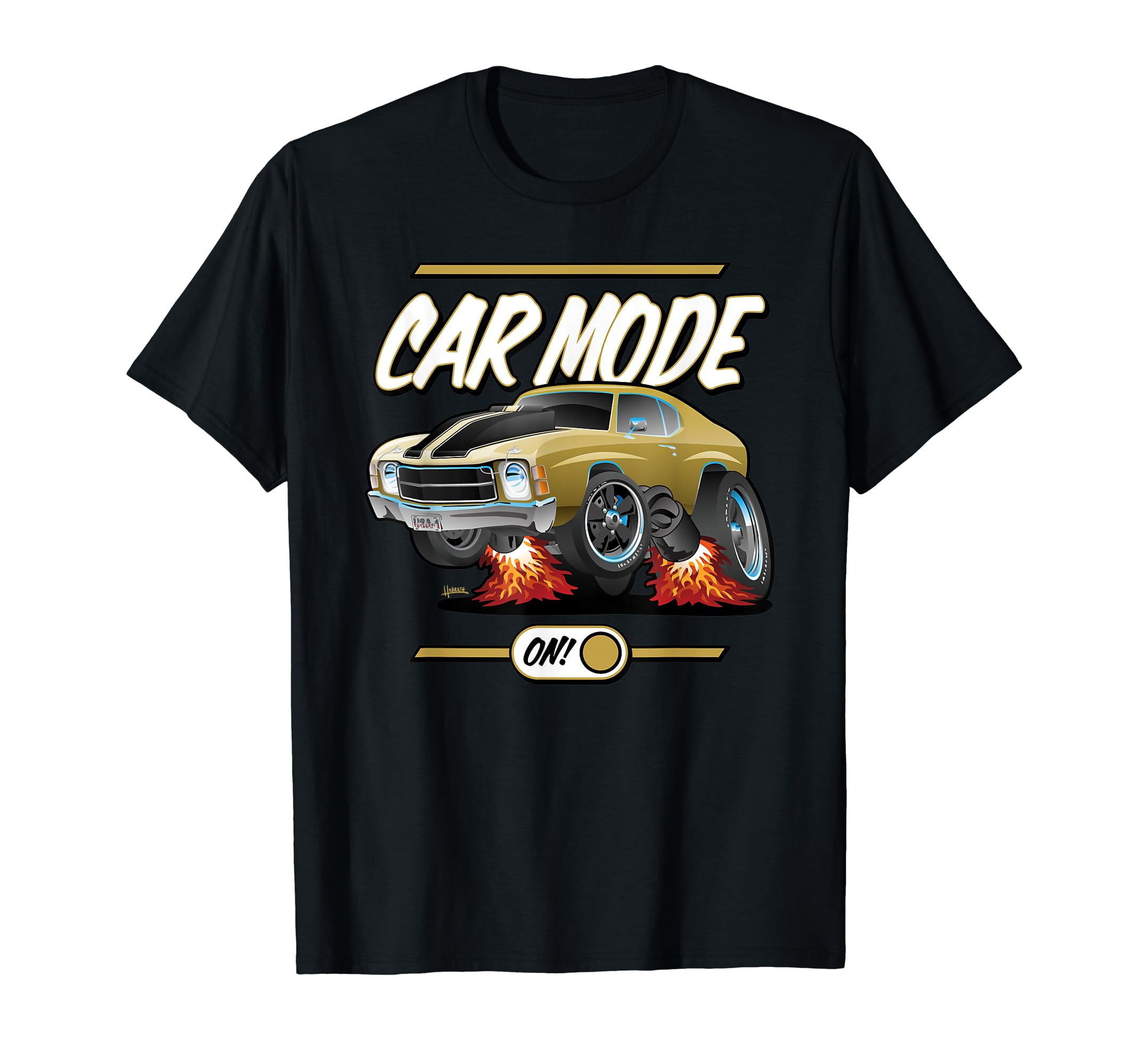 Funny Car Mode On Seventies Classic Car Cartoon Muscle Car T-Shirt ...