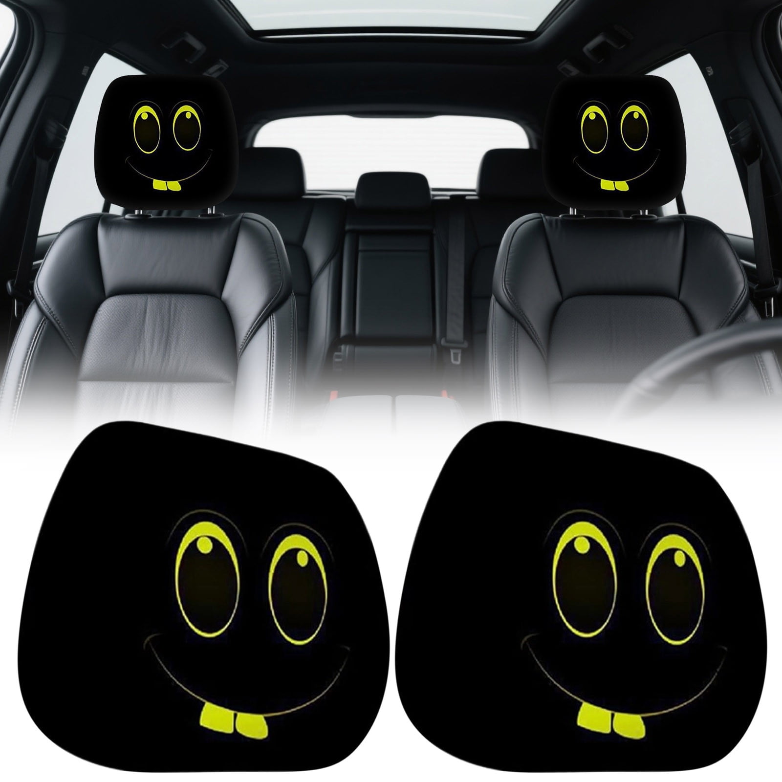 Funny Car Print Headrest Cover Universal Stretchy Headpiece with Fun ...