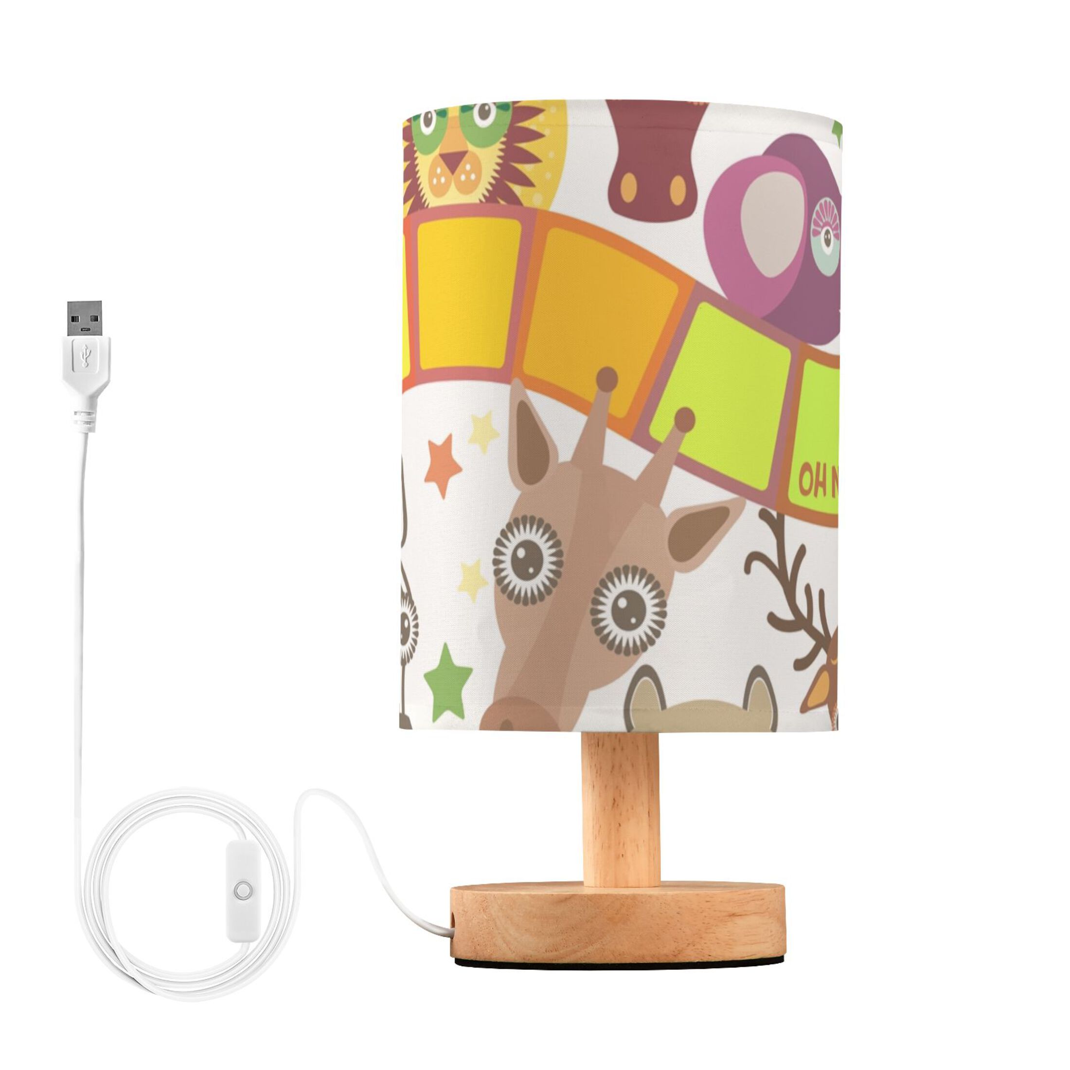 Funny Cartoon Animals Game Bedside Table Lamp LED Warm Lights with USB ...