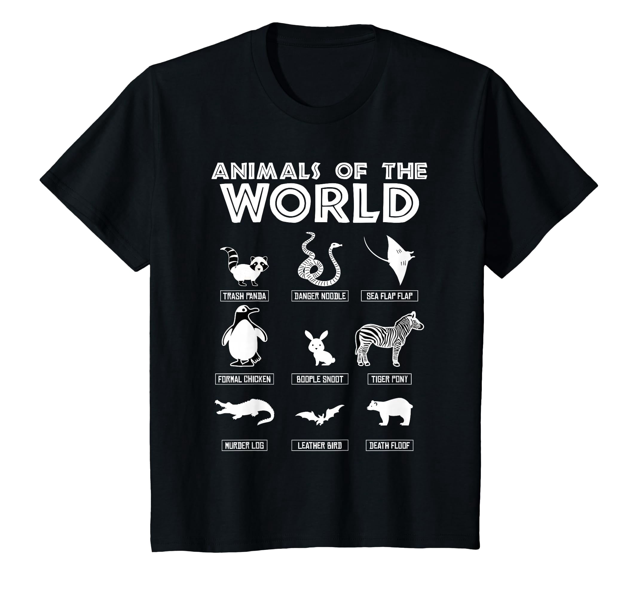 Funny Cartoon Animals of The World T-Shirt for All Ages - Bright and ...