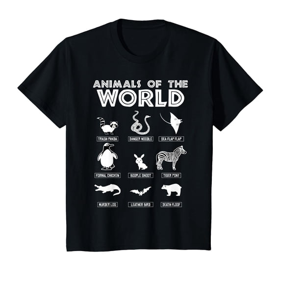 Funny Cartoon Animals of The World T-Shirt for All Ages - Bright and ...