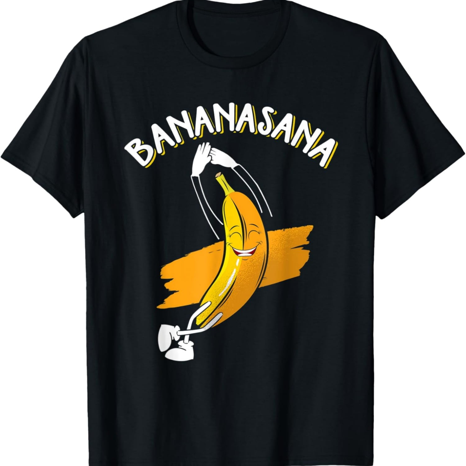 Funny Cartoon Banana Making Yoga Pose Banana Yin Asana T-Shirt ...