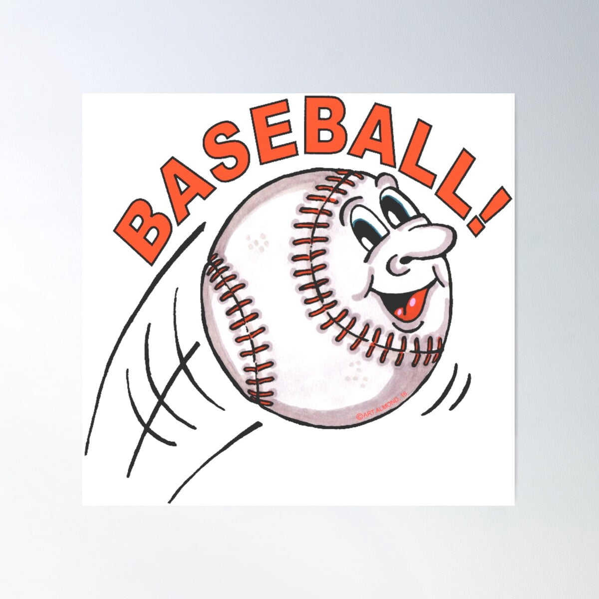 Funny Cartoon Baseball Poster Wall Art, Modern Wall Decor For Living ...