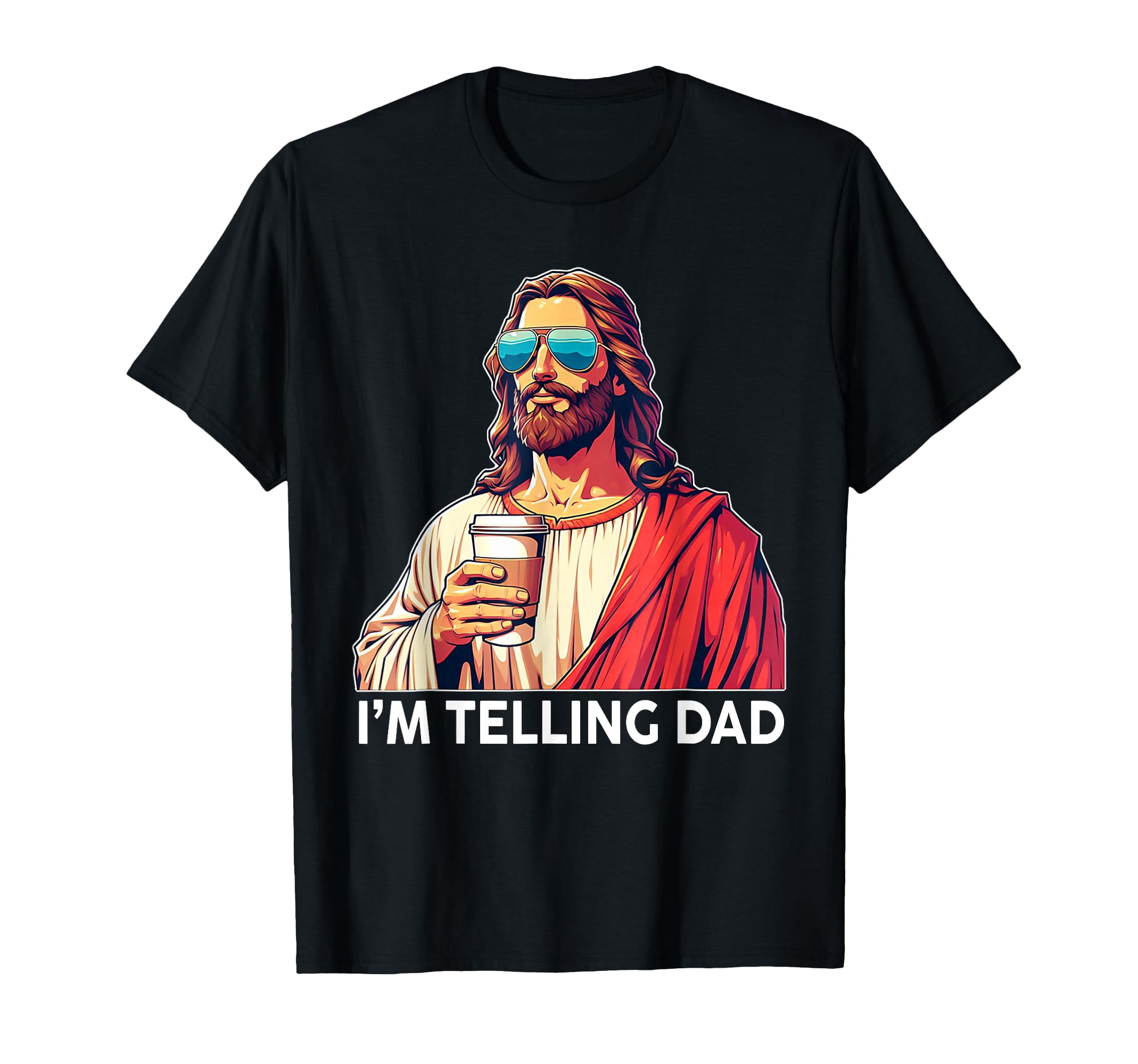 Funny Cartoon Bearded Man T-Shirt for Religious Christian Humor and ...