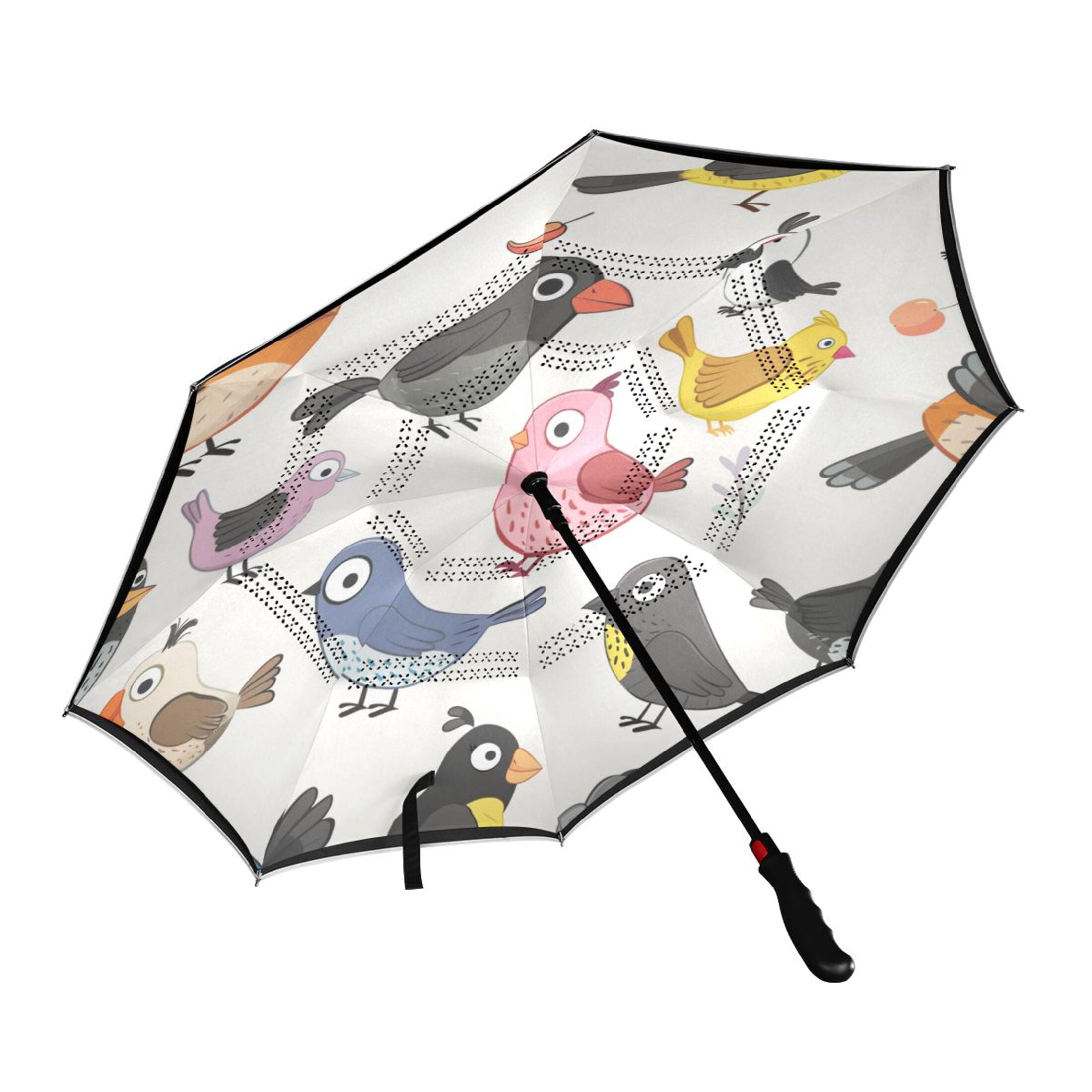 Funny Cartoon Birds Automatic Reverse Umbrella Parasol Inverted ...