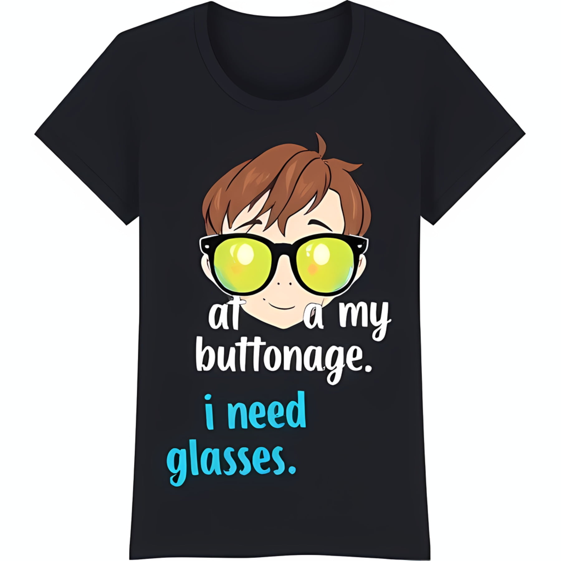 Funny Cartoon Boy with Sunglasses T-Shirt 'At a My Buttonage I Need ...