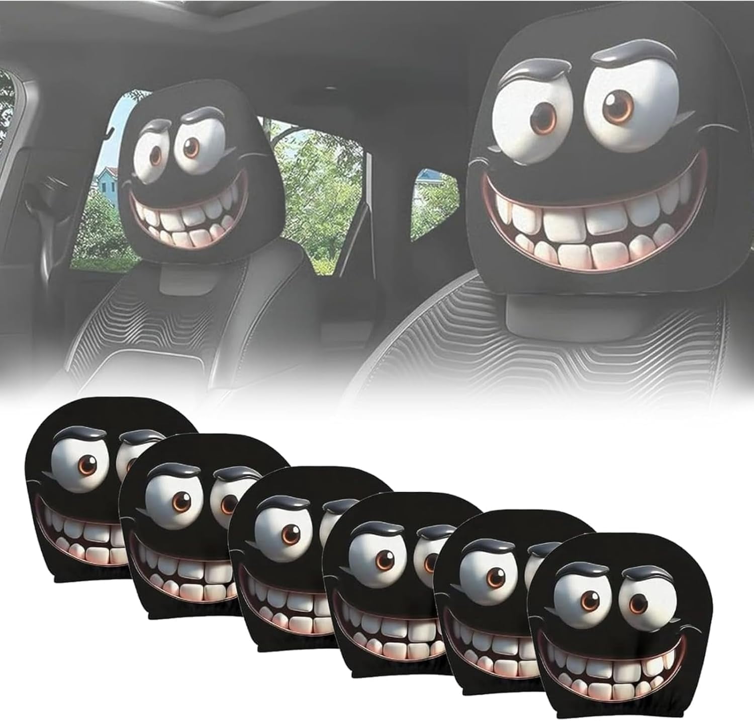 Funny Cartoon Car Headrest Covers, 2026 New Halloween Car Headrest ...