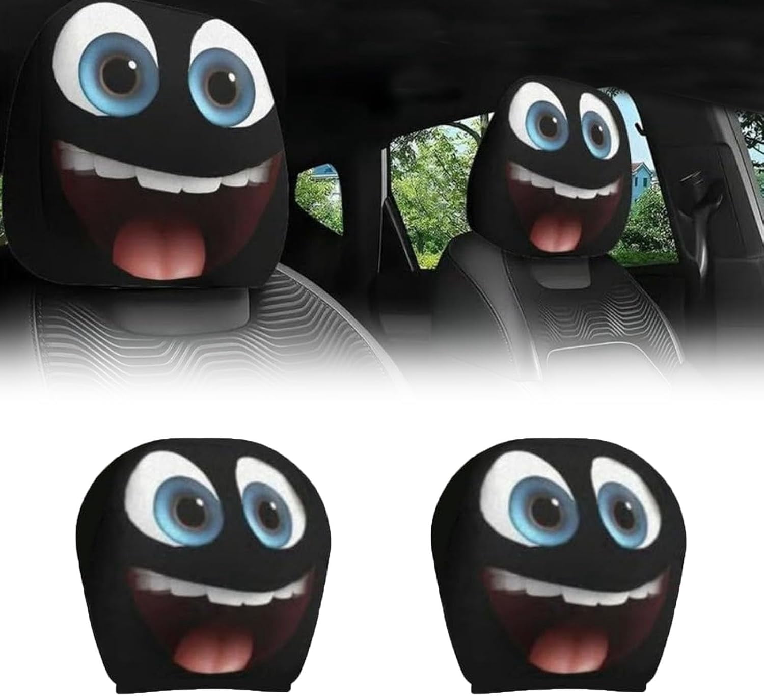 Funny Cartoon Car Headrest Covers – 2PCS Universal Fit,Head Rest Covers ...