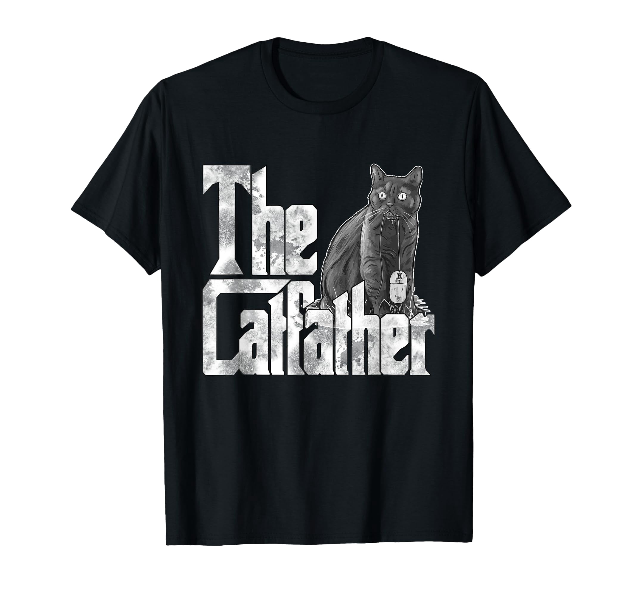 Funny Cartoon Cat T-Shirt for Cat Dads - The Catfather Design - Walmart.com