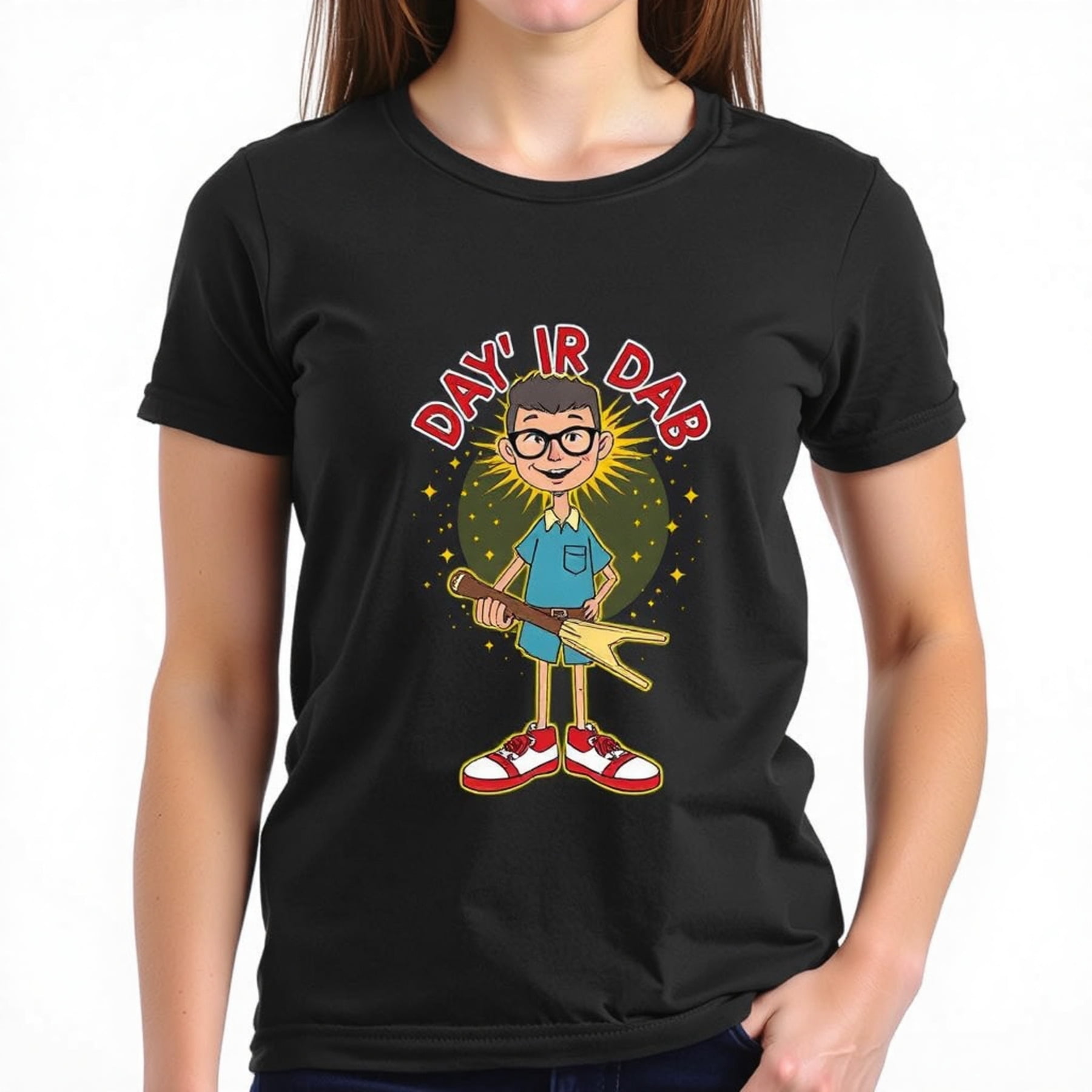 Funny Cartoon Character T-Shirt "DAY' IR " Graphic Tee Stars - Walmart.com