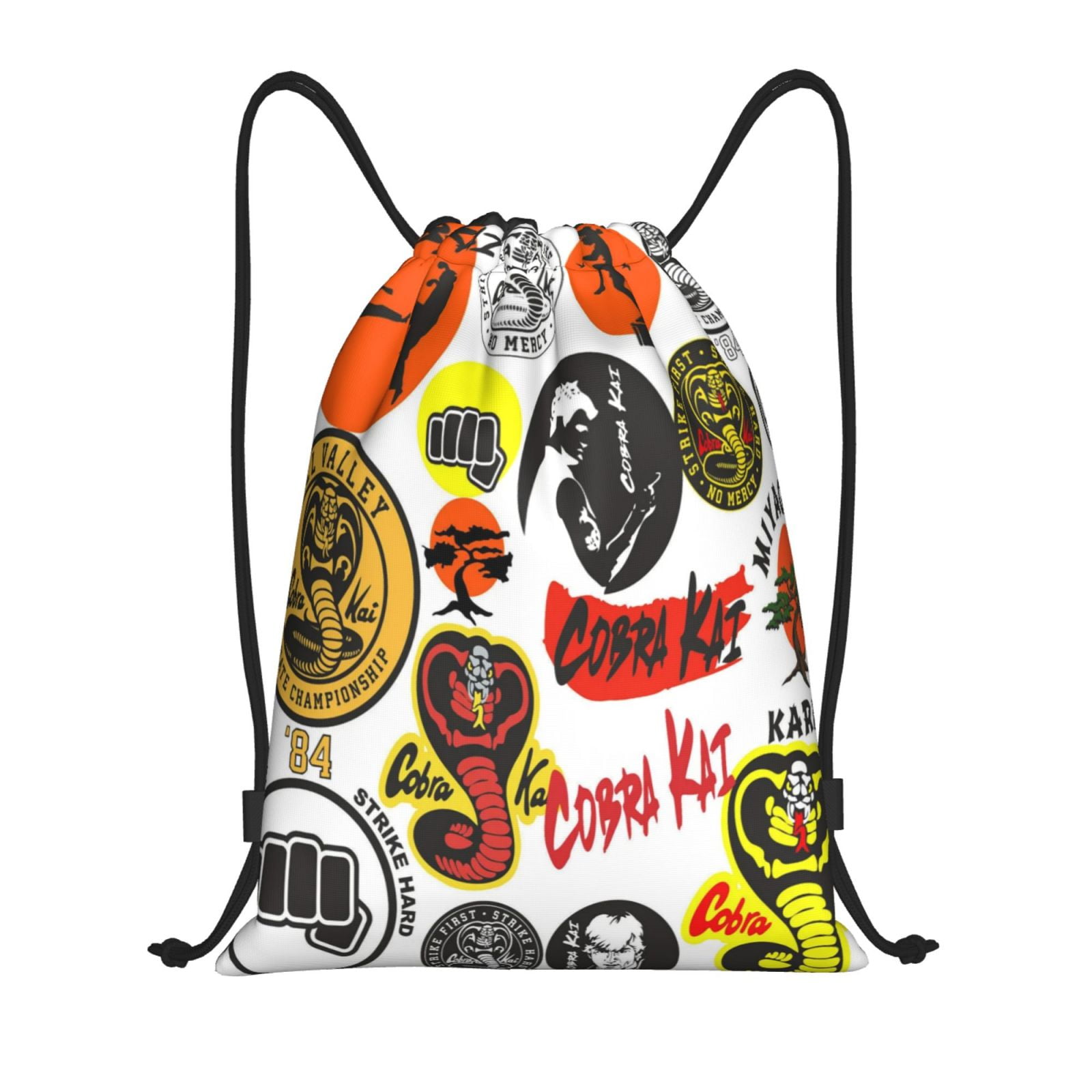 Funny Cartoon Cobra Kai Drawstring Backpack Sport Gym Bag For Yoga ...