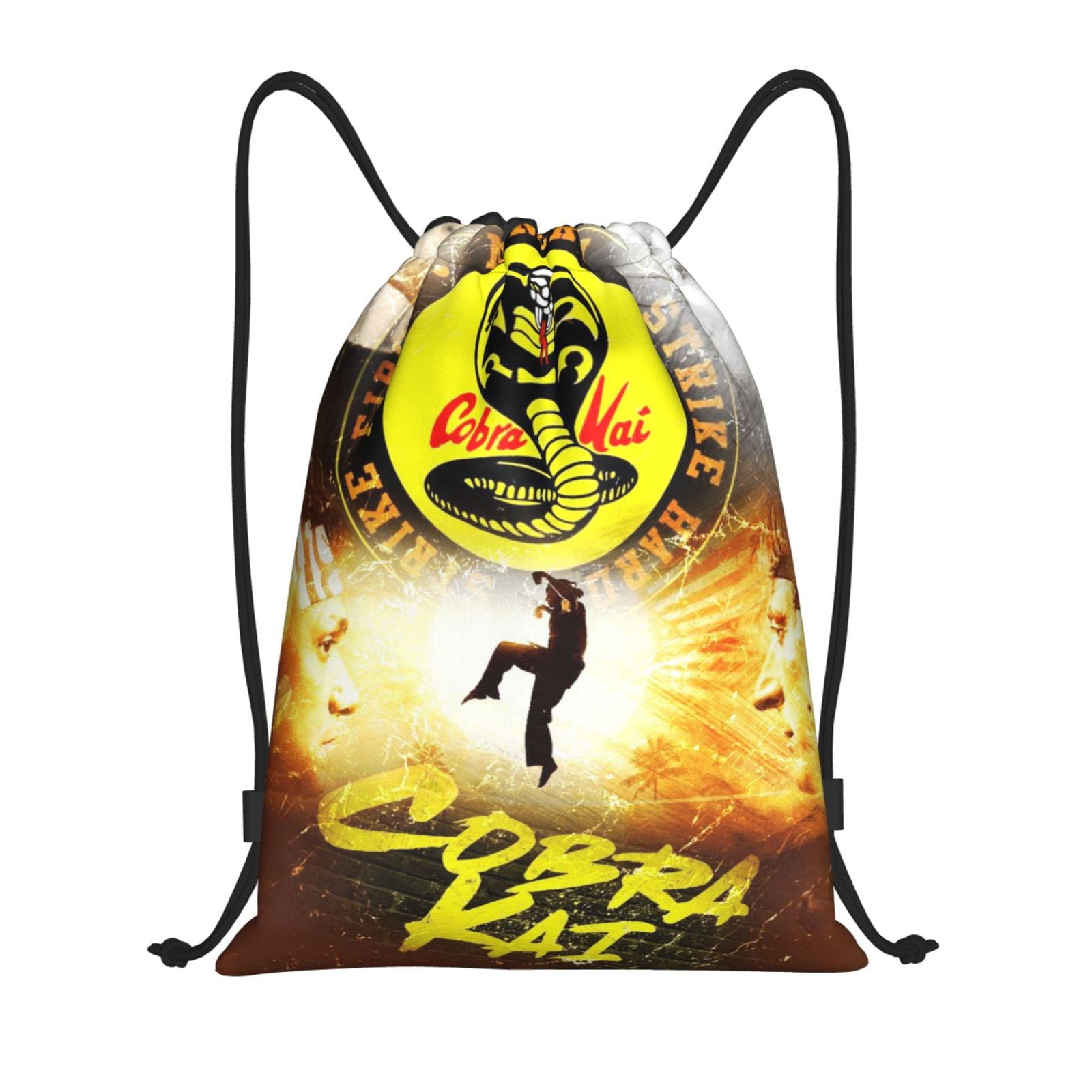 Funny Cartoon Cobra Kai Drawstring Backpack Sport Gym Bag For Yoga ...
