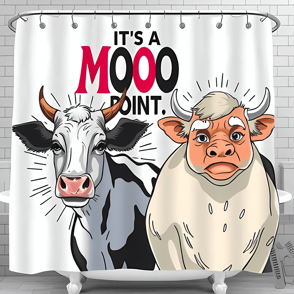 Funny Cartoon Cow Shower Curtain - "It's a MOOO Point" - Bathroom Decor with Cow Face - Walmart.com