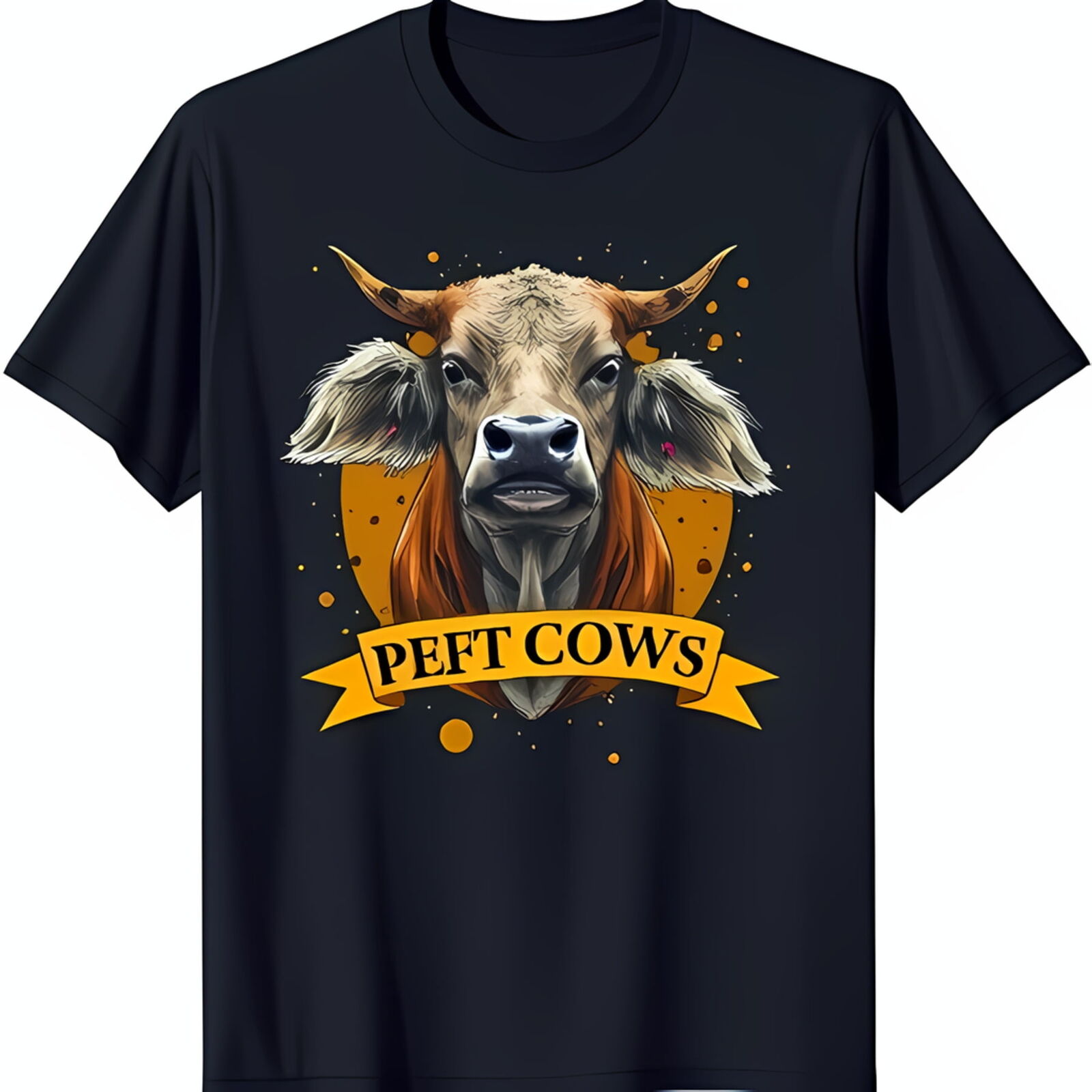 Funny Cartoon Cow T-Shirt with Big Eyes & Pink Nose PEFT COWS Design on ...