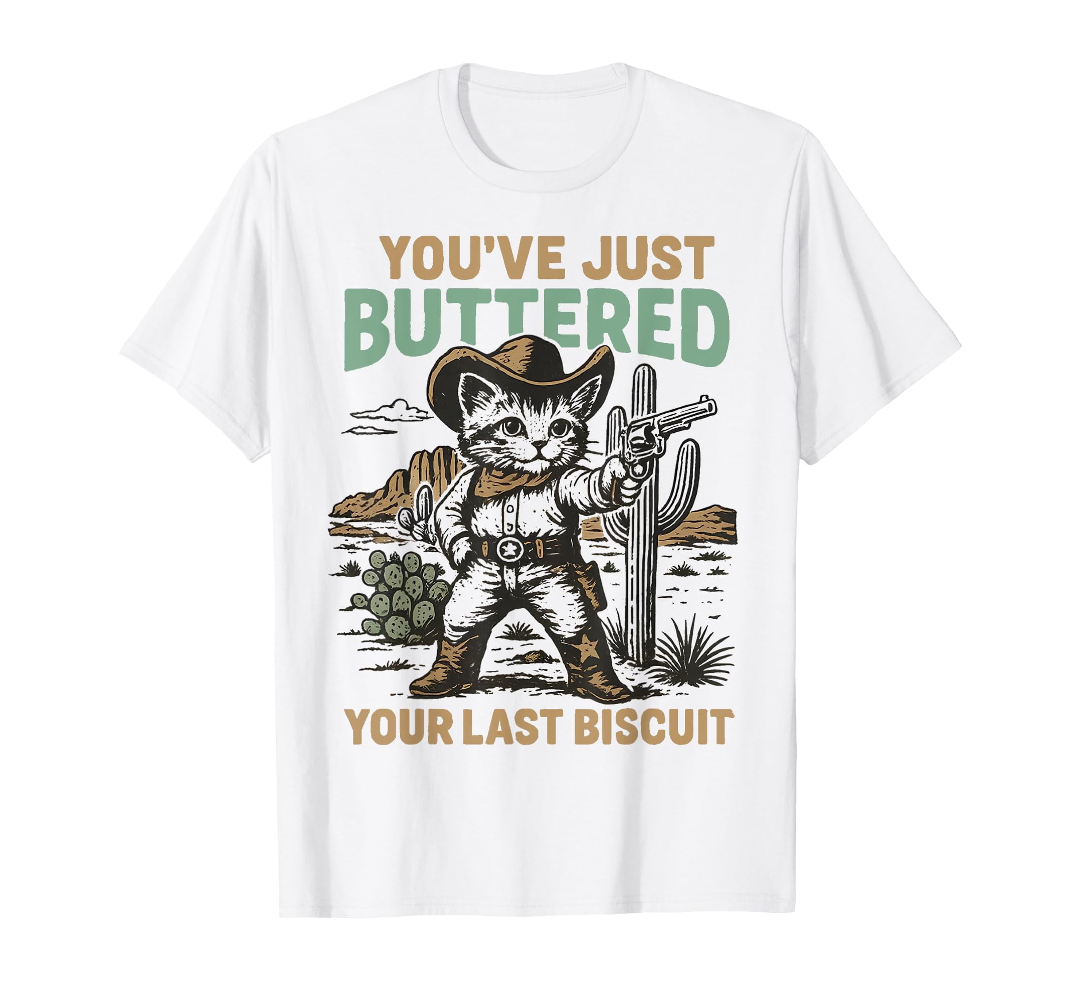 Funny Cartoon Cowboy Cat T-Shirt for Western-Themed Style and Comfort ...