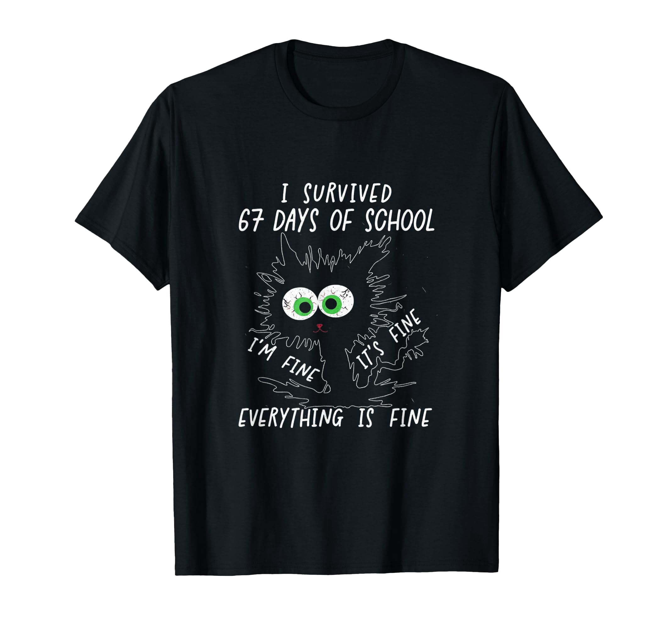 Funny Cartoon Creature I Survived 67 Days of School T-Shirt for ...