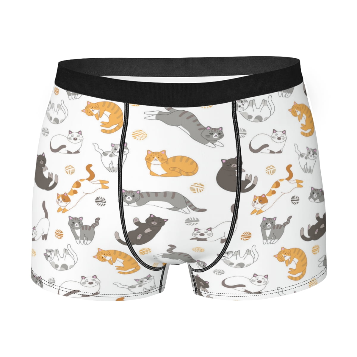 Funny Cartoon Cute Cat Red Orange Gray Boxer Shorts For Man 3D Print ...