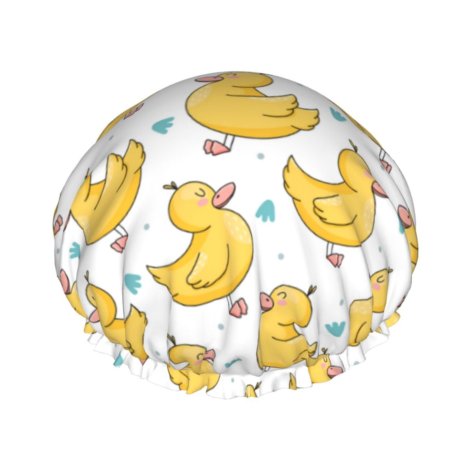 Funny Cartoon Cute Duck Shower Cap for Women, Double Waterproof Layers ...