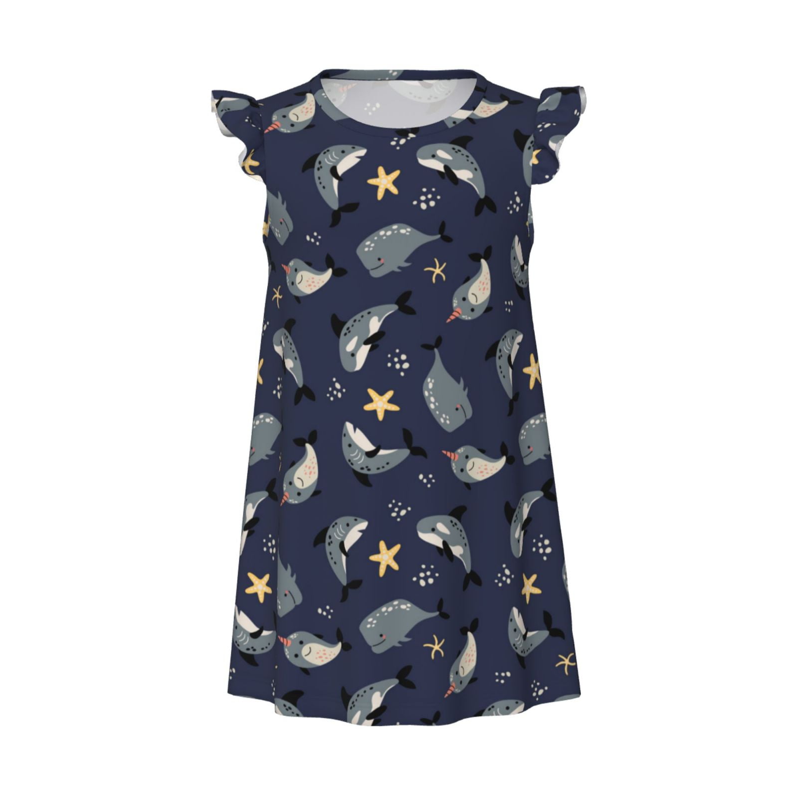 Funny Cartoon Cute Shark Whale Girls Nightgowns, Pajamas for Girls ...