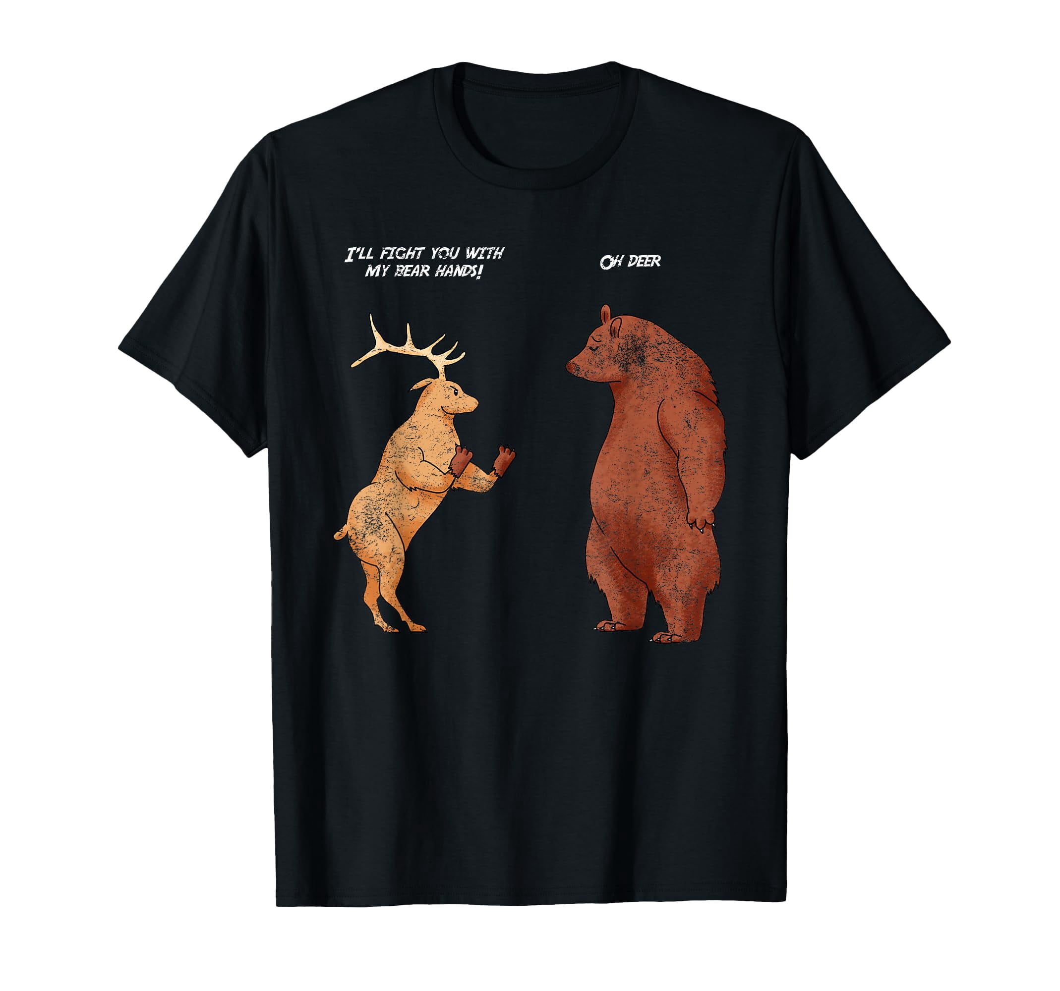 Funny Cartoon Deer and Bear T-Shirt for Animal Pun Lovers and Gift ...