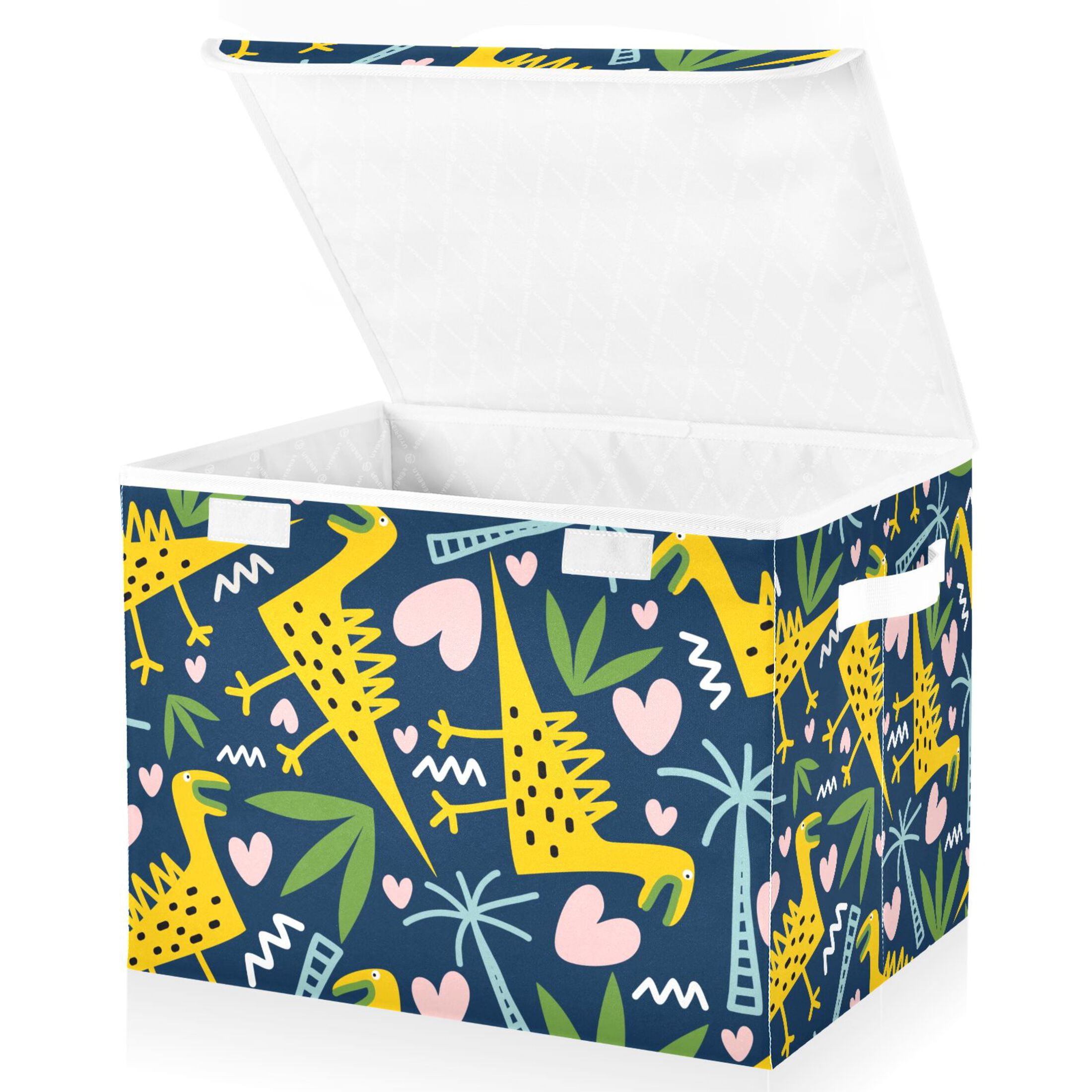 Funny Cartoon Dinosaurs Large Lidded Storage Bin Foldable Storage Boxes ...