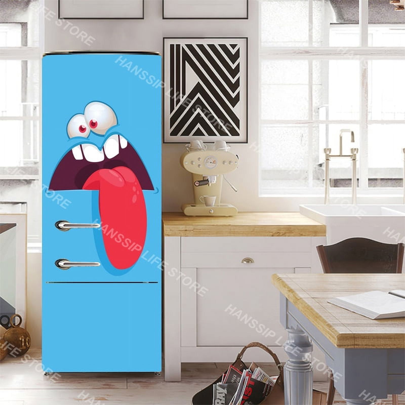 Funny Cartoon Facial Expressions Fridge Door Decals Kitchen Wallpaper ...