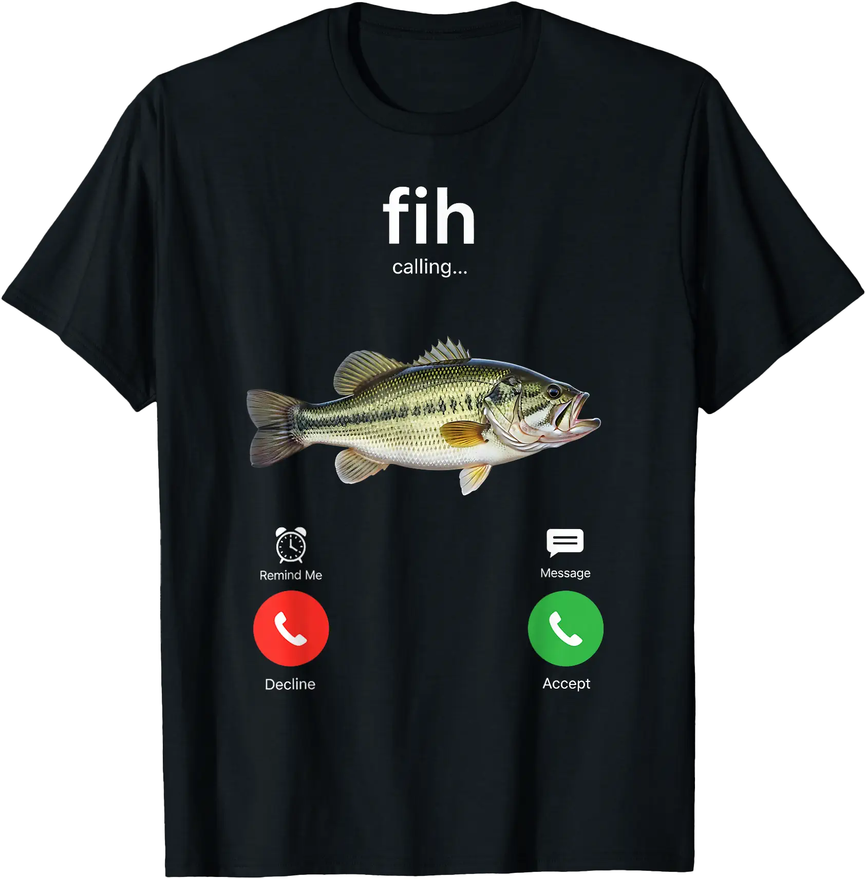 Funny Cartoon Fish Calling Decline Accept T-Shirt for Humorous ...