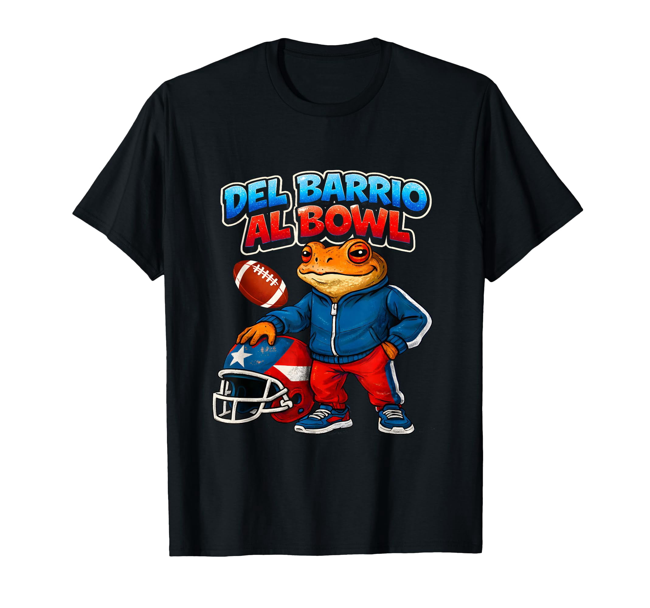 Funny Cartoon Frog Football T-Shirt for Puerto Rican Sports Fans 2026 ...