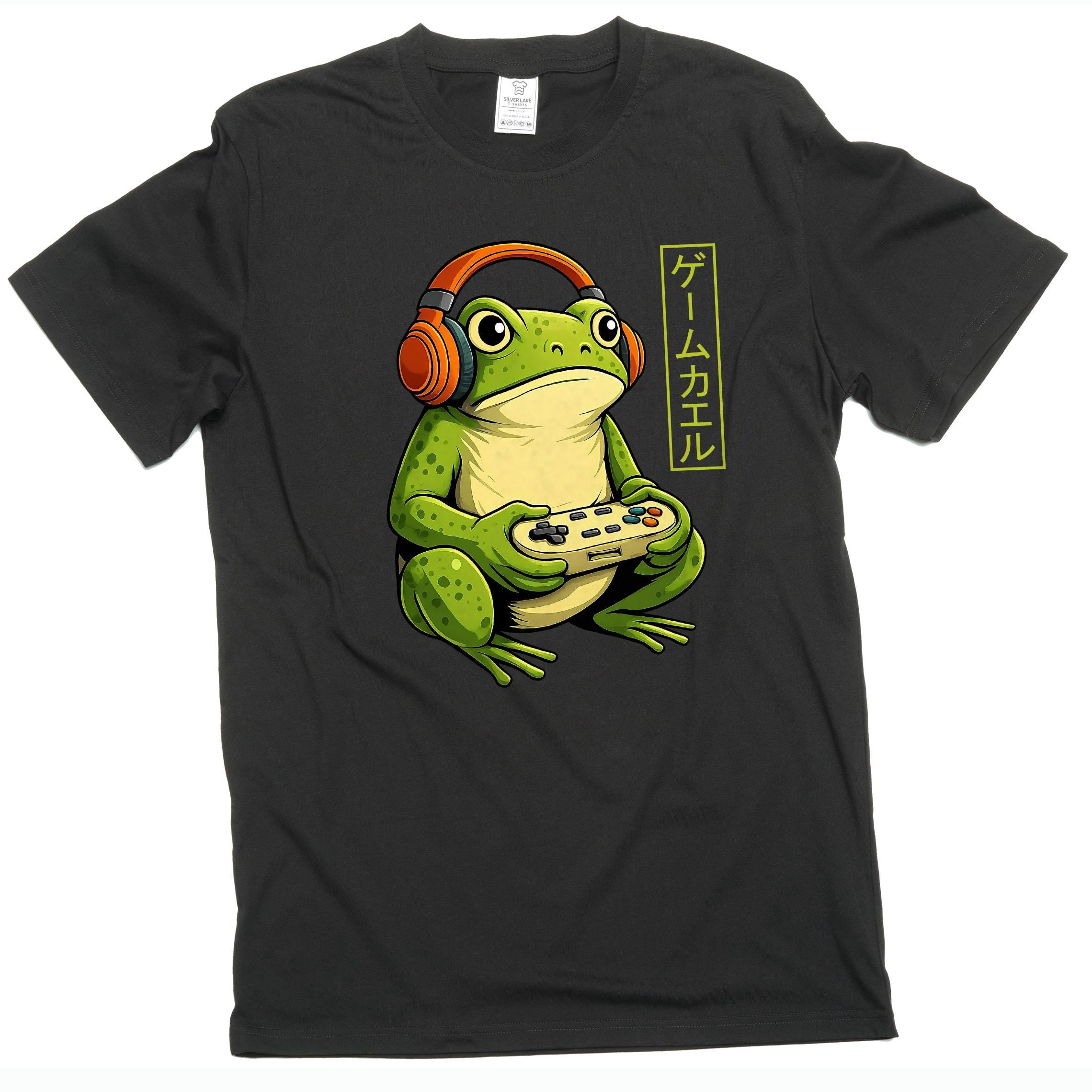 Funny Cartoon Frog Gaming T-Shirt with Japanese Text - Perfect for ...