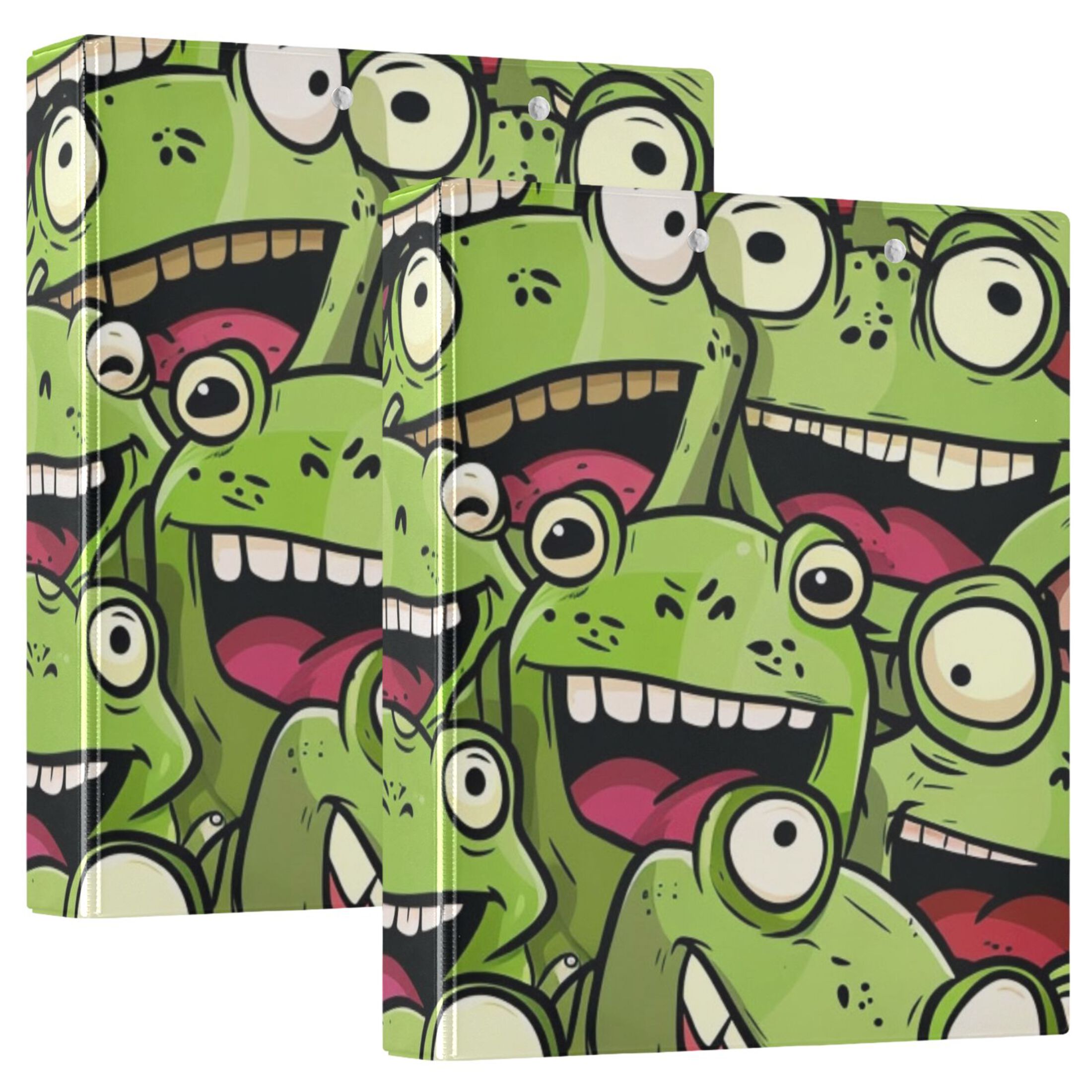 Funny Cartoon Frogs Face 3 Ring Hardcover Binders 1.5" Round Rings for ...