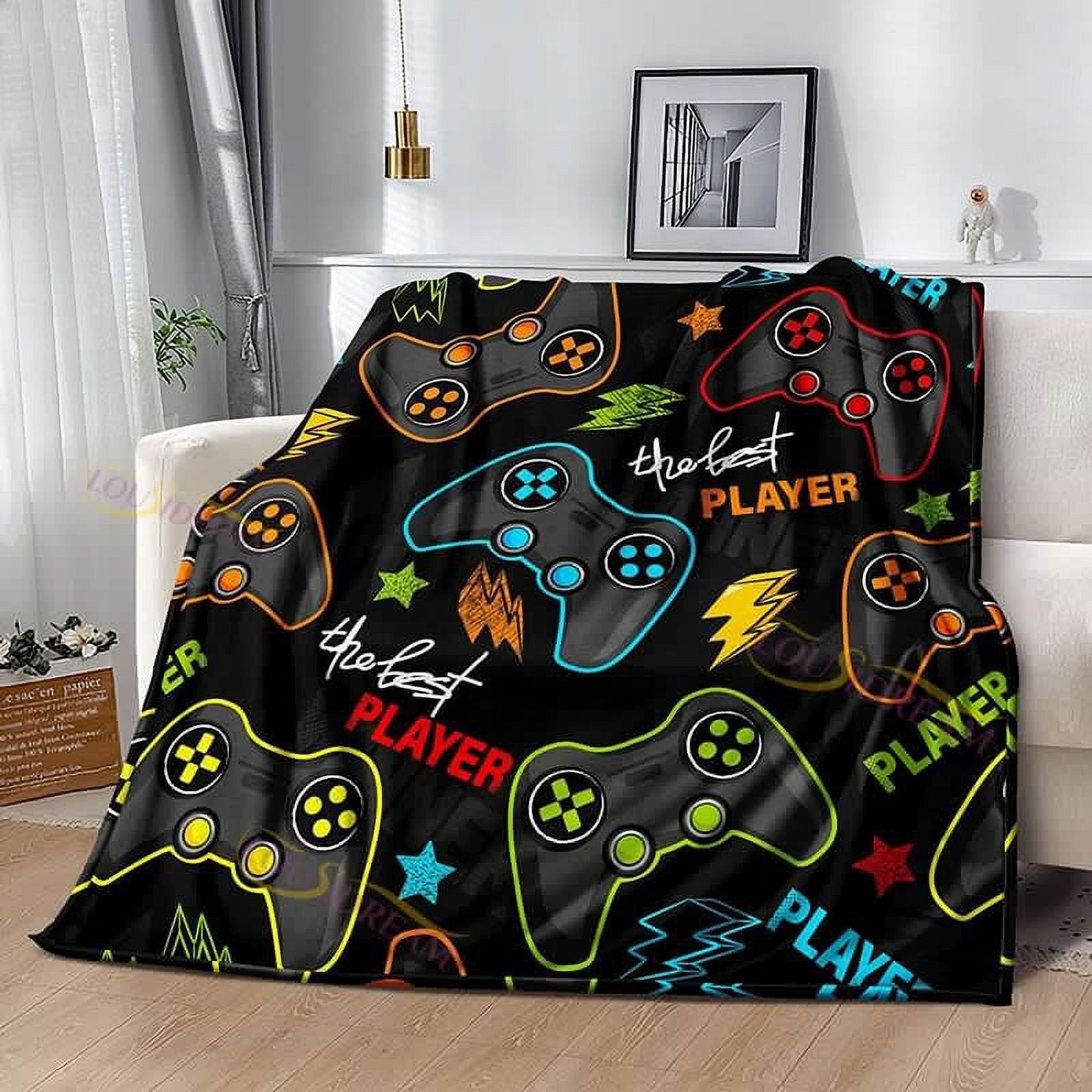 Funny Cartoon Gamepad Video Games Fleece Throw Blanket Soft Fuzzy Plush ...