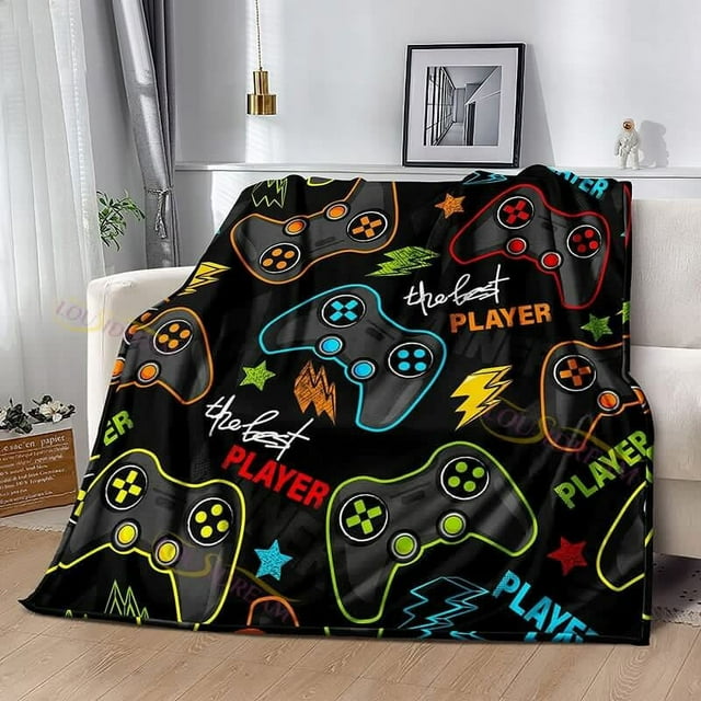 Funny Cartoon Gamepad Video Games Fleece Throw Blanket Soft Fuzzy Plush ...