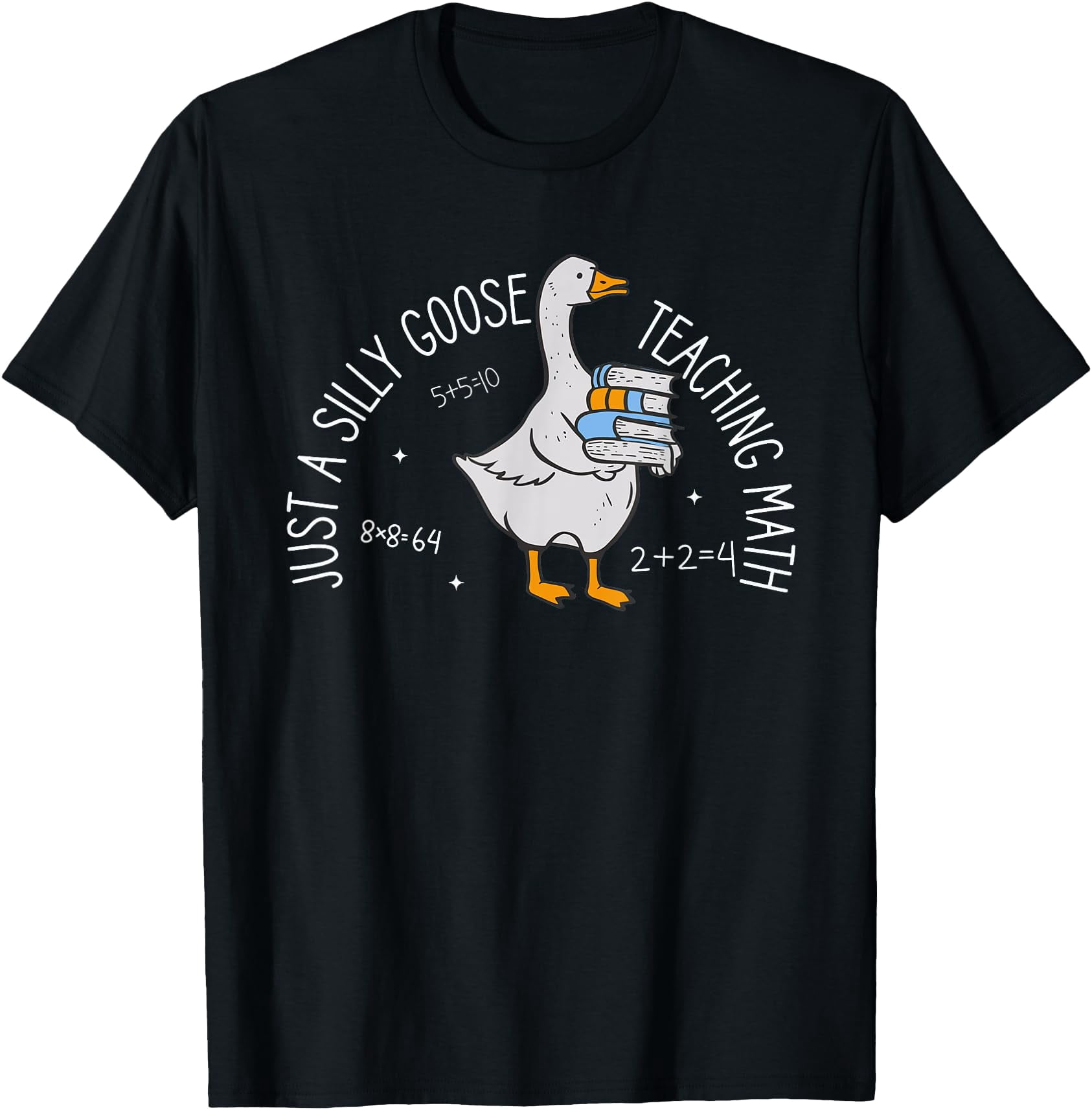Funny Cartoon Goose Teaching Math Teacher Back To School T-Shirt ...